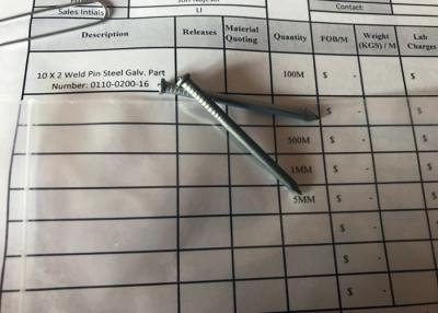 China Carbon Steel Capacitor Discharge Stud Welding Pins 3mm x 80mm With Copper Coat for sale