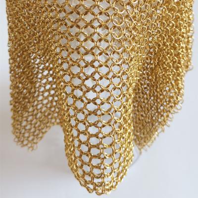 China Gouden Ketenmail Ring Gaas Draperie Voor Functioneel Interieur Te koop
