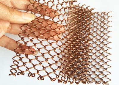 China Room Divider Aluminum Coil Mesh Drapery , Metal Chain Curtains With Copper Color for sale