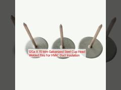 12Ga X 70 Mm Galvanized Steel Cup Head Welded Pins For HVAC Duct Insulation