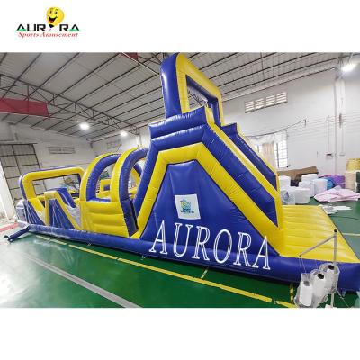 China Blue Yellow Giant Inflatable Obstacle Course Jumping Castle Bounce House for sale