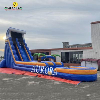 China Blue Inflatable Slip And Slide For Outdoor Playground With Pool for sale