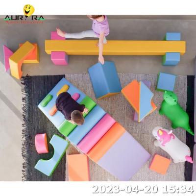 China PU Leather Kids Soft Play Equipment Block Foam Indoor Play Ground Ball Pit Pool Blue Te koop