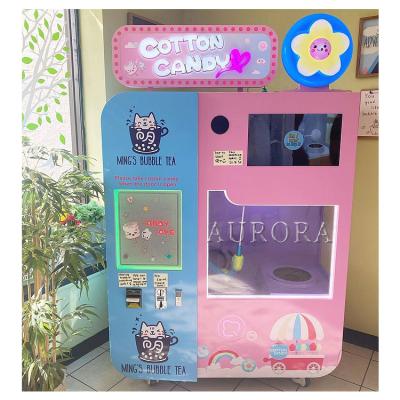 China Fully Automatic Cotton Candy Vending Machine Support Multi-Language Commercial for sale