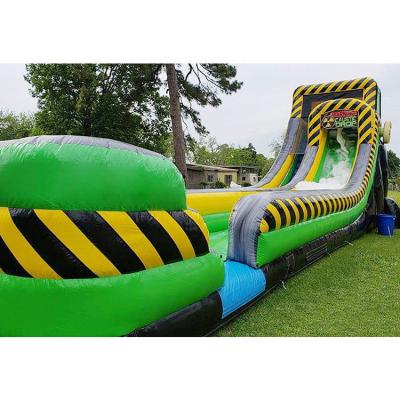 Cina PVC 0,55mm Outdoor Gigantesco Commerciale gonfiabile rimbalzo doppio corsia blu marmo in vendita