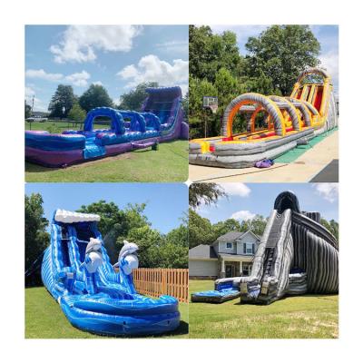 Cina PVC 0,55mm Outdoor Gigantesco Commerciale gonfiabile rimbalzo doppio corsia blu marmo in vendita
