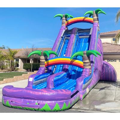 China Bambini di colore viola scivolo d'acqua piscina d'acqua gonfiabile giochi d'acqua scivolo gonfiabile for sale