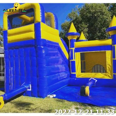 China Opblaasbaar Bounce House Springende Bouncer Blauwe Kleur Op maat gemaakte combo slide Te koop