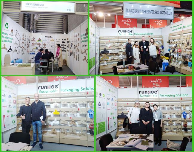 Trade show display of cardboard hangers