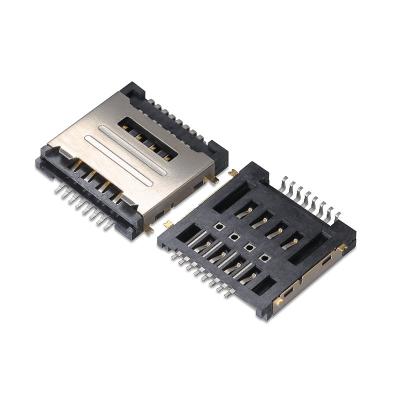 China Electrical connector manufacturer wholesale 1.27mm pitch SMT type 8 circuits dual SIM Card Connector for sale
