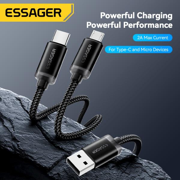 Quality USB A To USB C 2 In 1 Micro Charging Cable 40W 1.2m ES-X60 Series for sale
