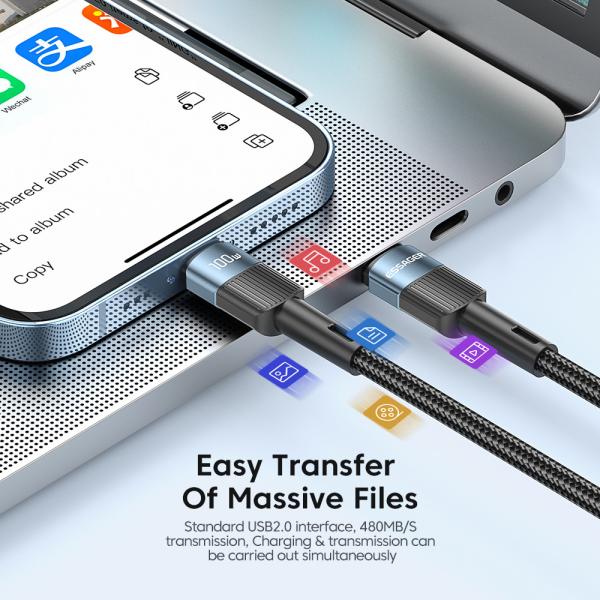 Quality Fast Charging USB C To C Data Cable Wired Braided 100W For Mobile Phone for sale