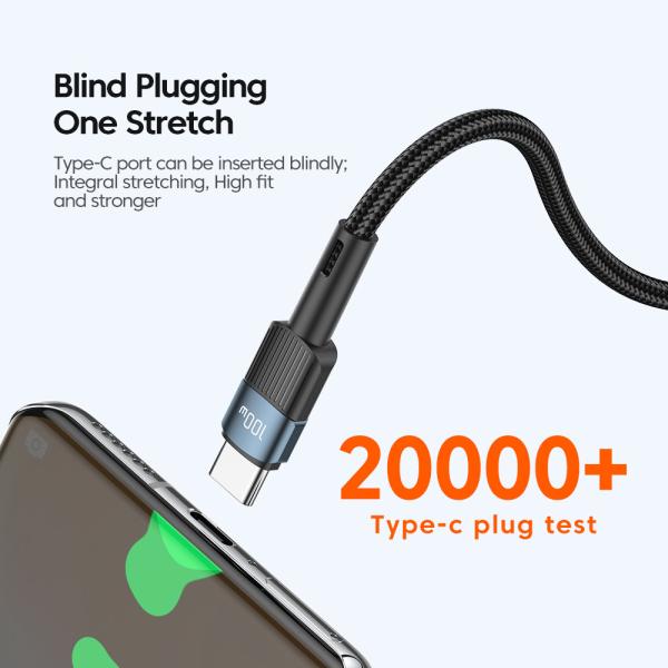 Quality Fast Charging USB C To C Data Cable Wired Braided 100W For Mobile Phone for sale