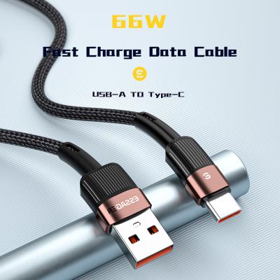 China Aluminum Alloy PD66W USB A To Type C Cable 6A Fast Charge Type C Cable for sale