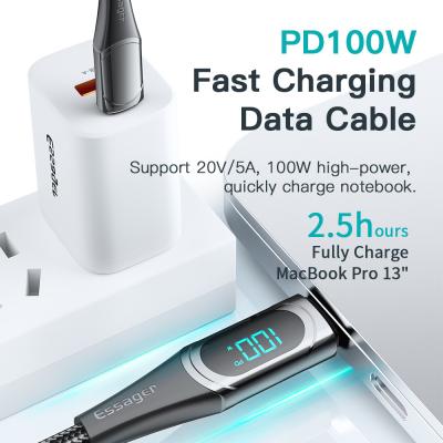 China Digitale Anzeige PD QC3.0 Typ C bis Typ C USB-Kabel 20V/5A 100W für Mbk Xiaomi zu verkaufen