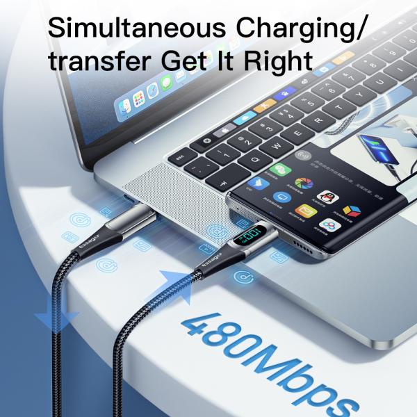 Quality LED Digital Display USB C To C Cable Quick Charge HD 100W OEM/ODM 1M 2M 3M 5A for sale