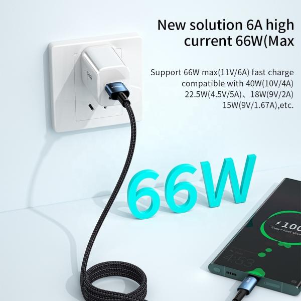 Quality Sunset USB A To C Charging Cable 66W 6A 0.5m 1m 2m 3m USB2.0 480Mbps for sale