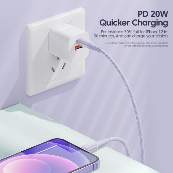 Quality Essager 2022 Rainbow USB A To L Cable Fast Charging 0.5m 1m 2m 3m for sale