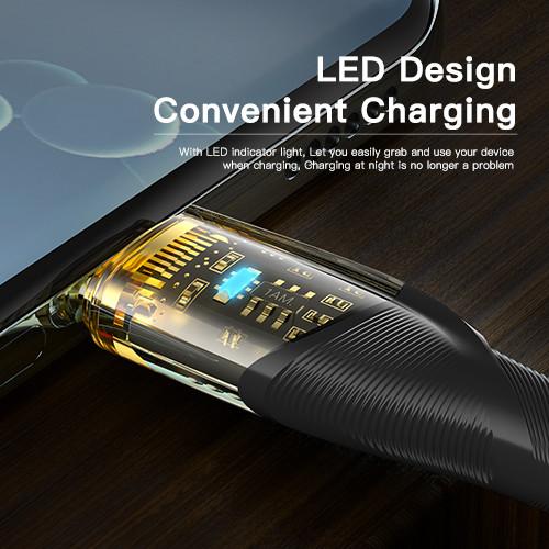 Quality Type C To C USB Charging Cable Transparent 480Mbps 60W 100W Phone Cable for sale