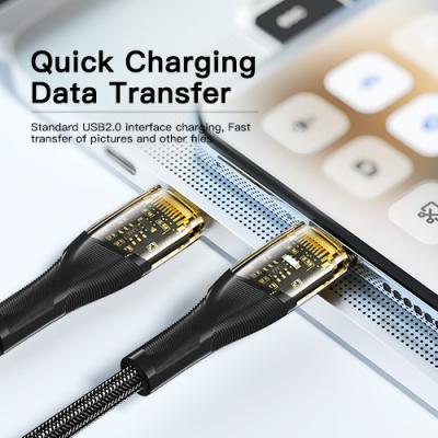Cina Cavo di ricarica USB di tipo C a C trasparente 480Mbps 60W 100W Cavo telefonico in vendita