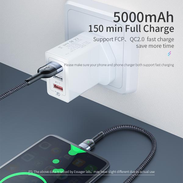 Quality LED Mobile Charging Cable Nylon Fabric Braided Fast Charging Micro USB Data for sale
