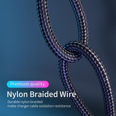 China LED Mobile Charging Cable Nylon Fabric Braided Fast Charging Micro USB Data Cables 0.5M 1M 2M for sale