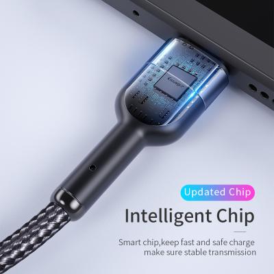 China LED Mobile Charging Cable Nylon Fabric Braided Fast Charging Micro USB Data Cables 0.5M 1M 2M for sale