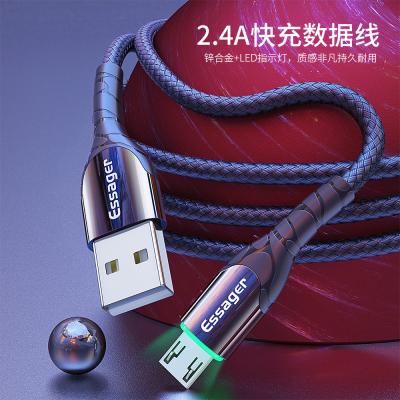 China Essager LED Fast Micro Data Cable 3A 0.5M 1M 2M 3M With Data Transfer for sale