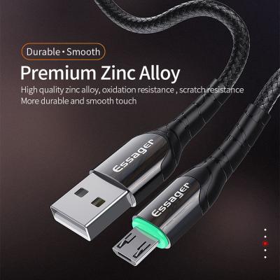 China Essager LED Fast Micro Data Cable 3A 0.5M 1M 2M 3M With Data Transfer for sale
