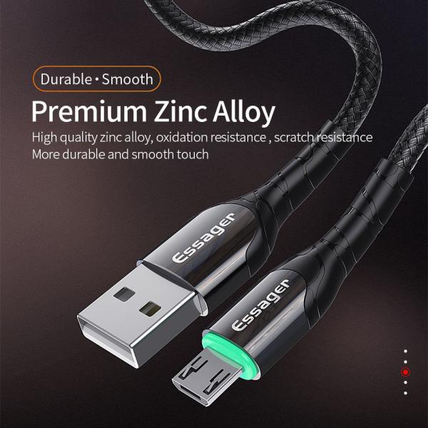Quality Essager LED Fast Micro Data Cable 3A 0.5M 1M 2M 3M With Data Transfer for sale