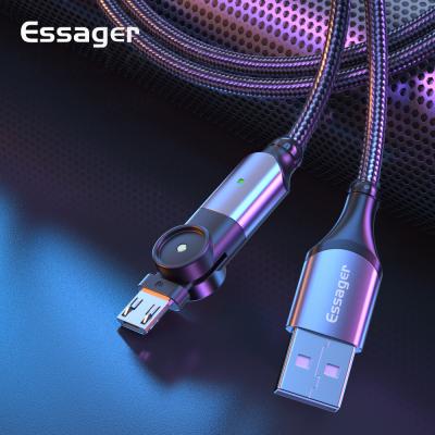 China 180 Rotar USB A para Micro B Cable Carregamento rápido LED Carregador de dados cabo à venda