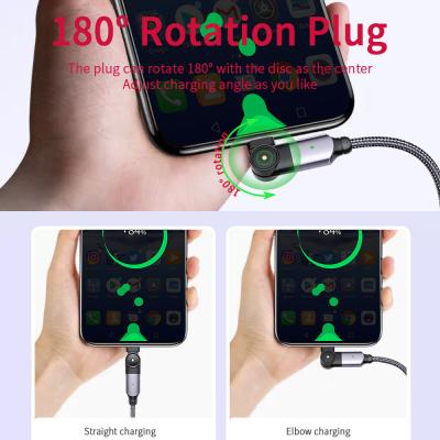 China Original LED USB A To C Data Cable Fast Charging 180 Rotate 3A for sale