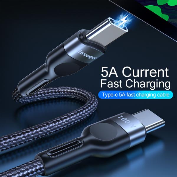 Quality Essager Mobile Fast Charging C Type Cable 100W 5A 0.5M 1M 2M for sale