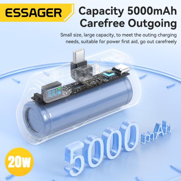 Compatto ABS 5000 Mah Power Bank USB C Battery Pack 15W 18W