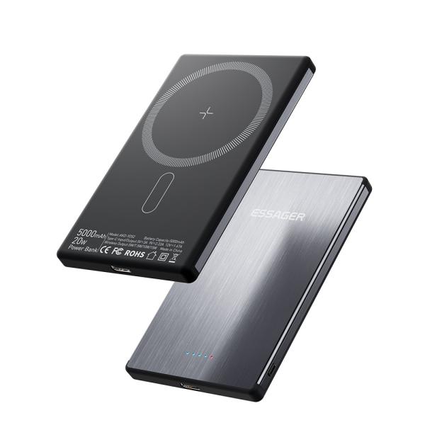 ABS PC Алюминиевая сплав быстрая зарядка Power Bank Ультра тонкая беспроводная 5000mah