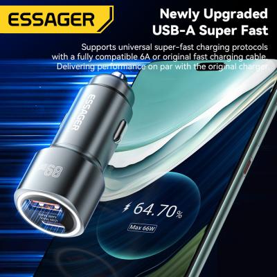 China ESSAGER ES-CC16 Series USB A+USB C Cell Phone Quick Charge Car Charger Outlet for sale