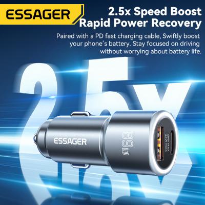 China ESSAGER ES-CC16 Series USB A+USB C Cell Phone Quick Charge Car Charger Outlet for sale