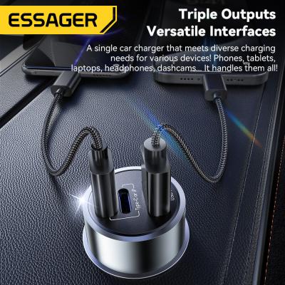 China ESSAGER ES-CC14 Series 3 Ports 45W USB L USB C Type C Fast Car Charger for sale