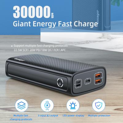 Cina Banche di potenza portatili da 30000 MAh che supportano la ricarica rapida da 22,5W in vendita