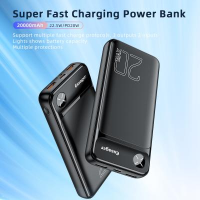China Essager Latitude Portable Power Bank Charger 20000mAh 3 Output 2 Input for sale
