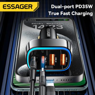 China ESSAGER F738 Series Quick Car Phone Charger 70W with 4 Ports 2 USB A 2 USB C for sale