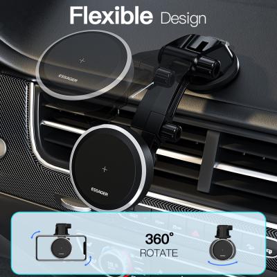 Cina Essager 2022 Ferris Wheel 15W Ricarica wireless RGB Ambient Light 360 Rotational Car Charger Holder per auto in vendita