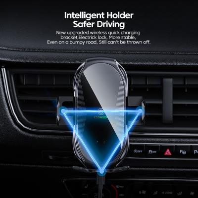 China Essager 2022 Premium Air Vent Infrared Control Cell Phone Holder Fast Charging Mount 15W Qi Wireless Charging Holder For Car for sale