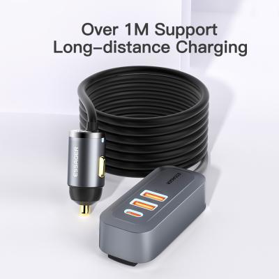 China Essager 2022 Doution Car Charger 1.5m Extension Cable 2C2A 100W Car Charger For Huawei Xiaomi Mobile Phone for sale
