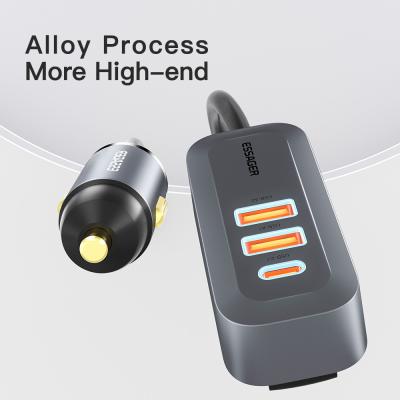 China Essager 2022 Doution Car Charger 1.5m Extension Cable 2C2A 100W Car Charger For Huawei Xiaomi Mobile Phone for sale