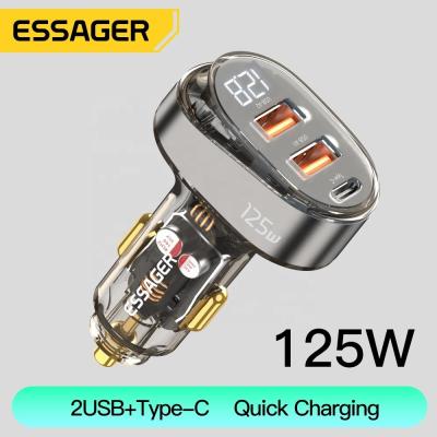 China Official Store Digital Display Car Chargers 125W Transparent with 1 Type-C 2 USB-A for sale