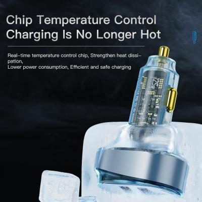 China Official Store Digital Display Car Chargers 125W Transparent with 1 Type-C 2 USB-A for sale