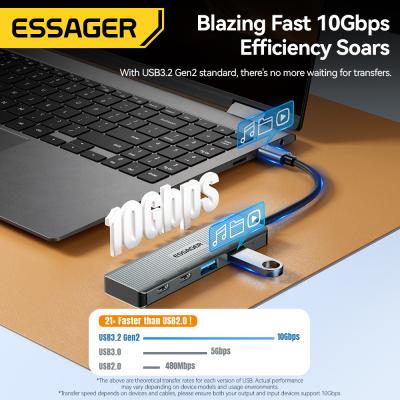 China Aliuminium Alloy 4 Ports USB Hub Laptop Type C USB Dock With OTP Protection for sale