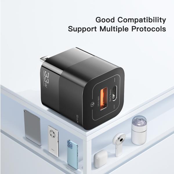 Quality QC 3.0 PD USB Wall Charger USB A Type C Mini Travel Phone Charger 33W 5V 4A for sale