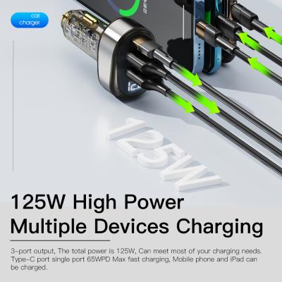 China Essager 2022 Transparent Official Store Digital Display 125W Fast Car Charging 2 USB 1 Type C Port Car Charger for sale